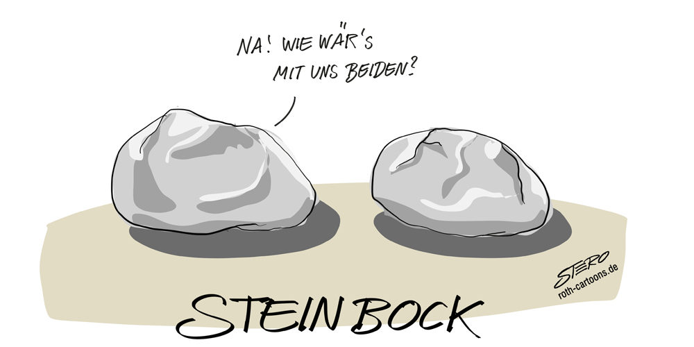 Steinbock - Cartoons, Comic, Karikaturen, Illustration, Grafik-Design