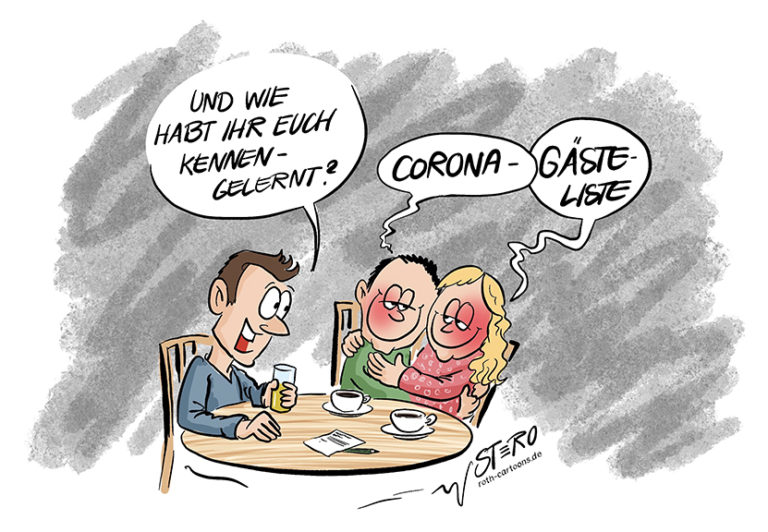 cartoon-karikatur-Corona-Gästeliste Cartoon-Comic - Roth-Cartoons