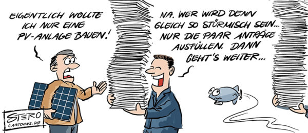 cartoon-karikatur-Cartoon zu PV-Anlage Bauantrag - Roth-Cartoons