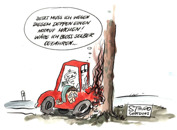 cartoon-karikatur-Cartoon Comic ECall - automatischer Notruf - Roth ...