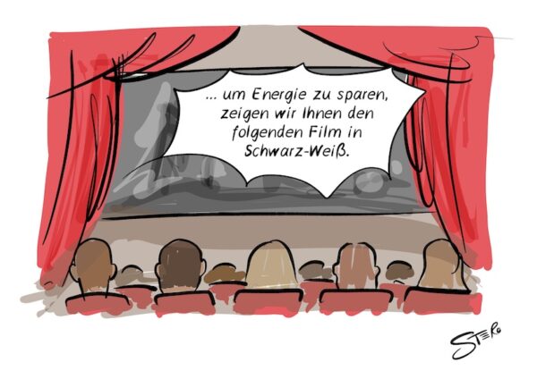 cartoon-karikatur-Cartoon zu Schwarz-Weiß Film zum Stromsparen - Roth ...