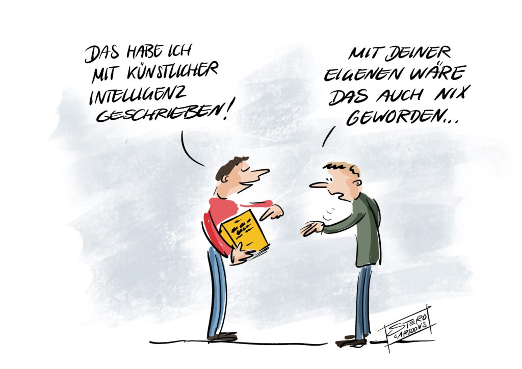 cartoon-karikatur-Cartoon-KI ChatGPT schreibt ganze Bücher Cartoon - Roth-Cartoons
